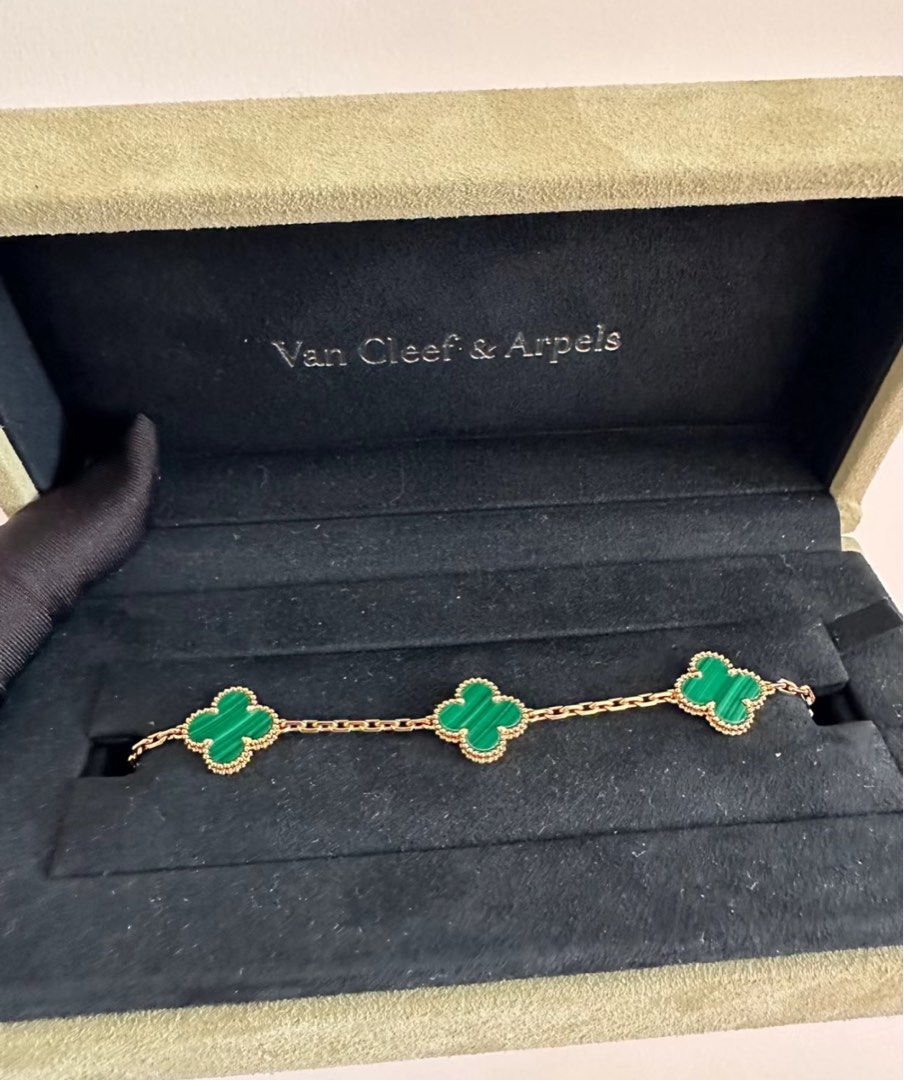 Vca green alhambra 18k gold plated bracelet pre order, Women's Fashion ...