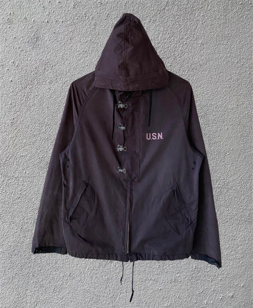 Vintage 90s Repro Army U.S.N Fireman Clasp Parka Hoodie Jacket, Men's ...