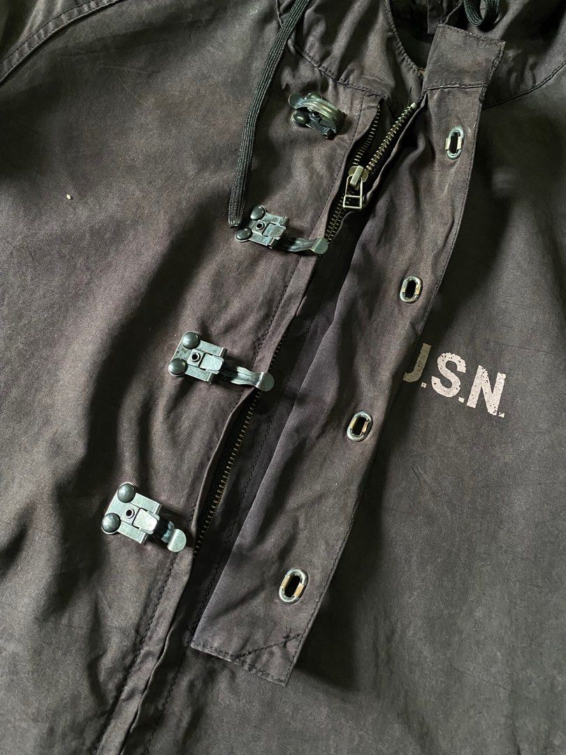 Vintage 90s Repro Army U.S.N Fireman Clasp Parka Hoodie Jacket, Men's ...