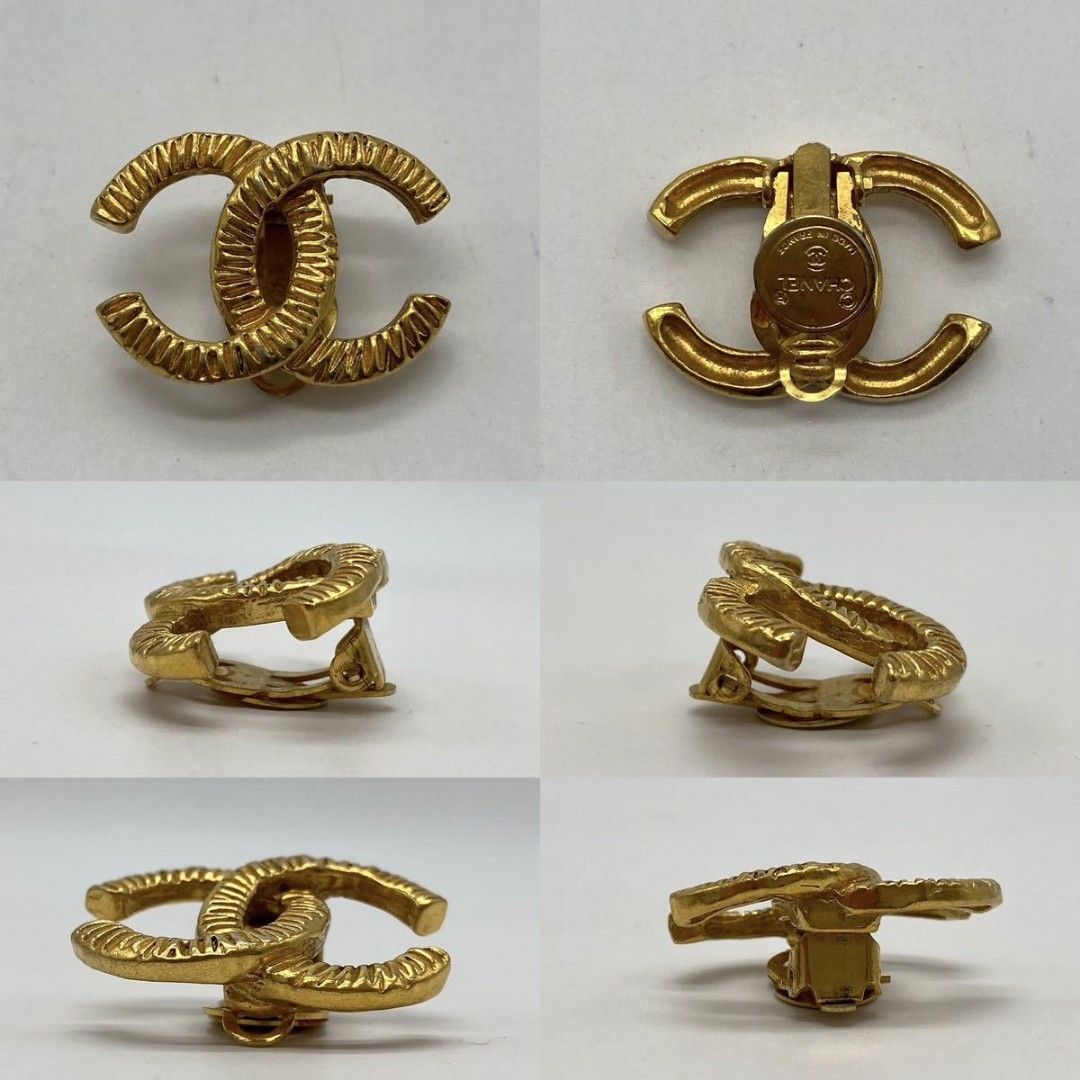 Vintage Authentic Coco Chanel 'Double C' Logo Earring in Gold (one side ...