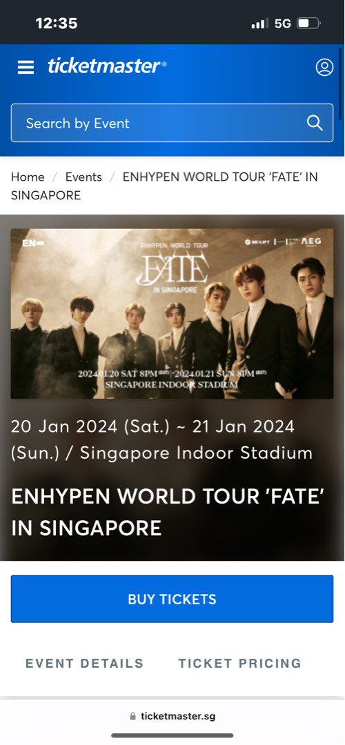 WTS enhypen fate sg ticket, Tickets & Vouchers, Event Tickets on Carousell