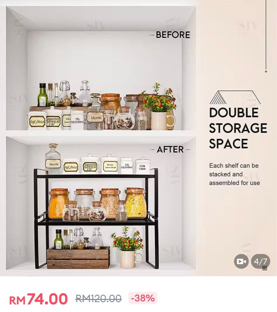 2 tier kitchen rack black, Furniture & Home Living, Kitchenware ...