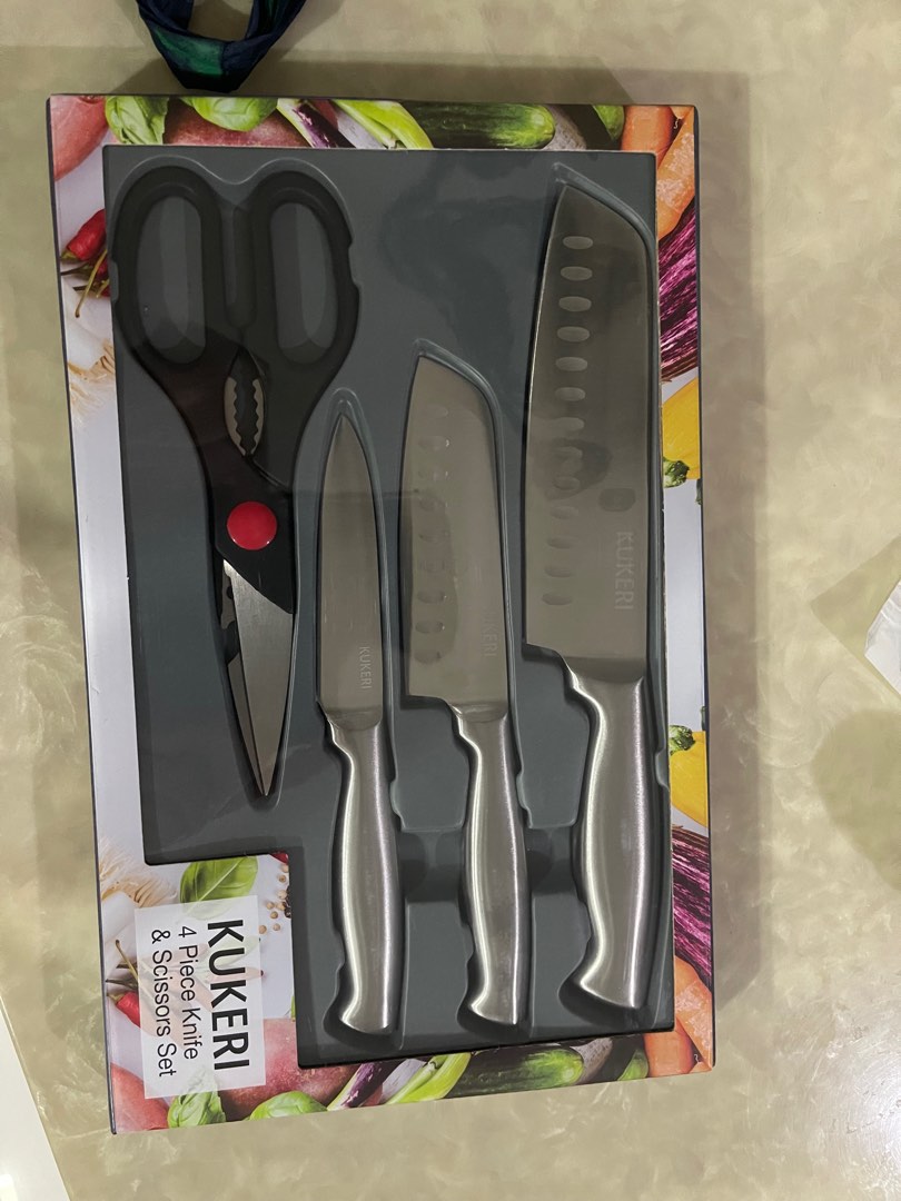 4-pc Kitchen knife & Scissors Set, Furniture & Home Living, Kitchenware ...