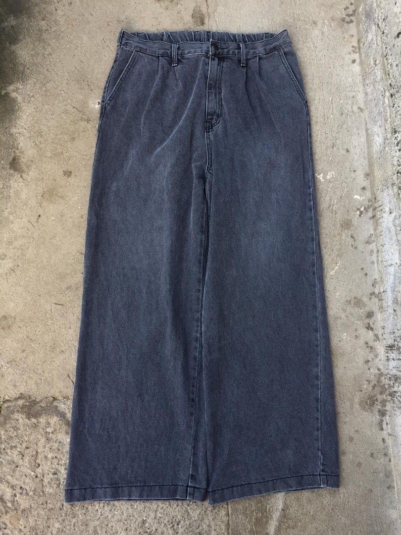 ACID WASH BLACK DENIM BAGGY JEANS, Men's Fashion, Bottoms, Jeans on ...