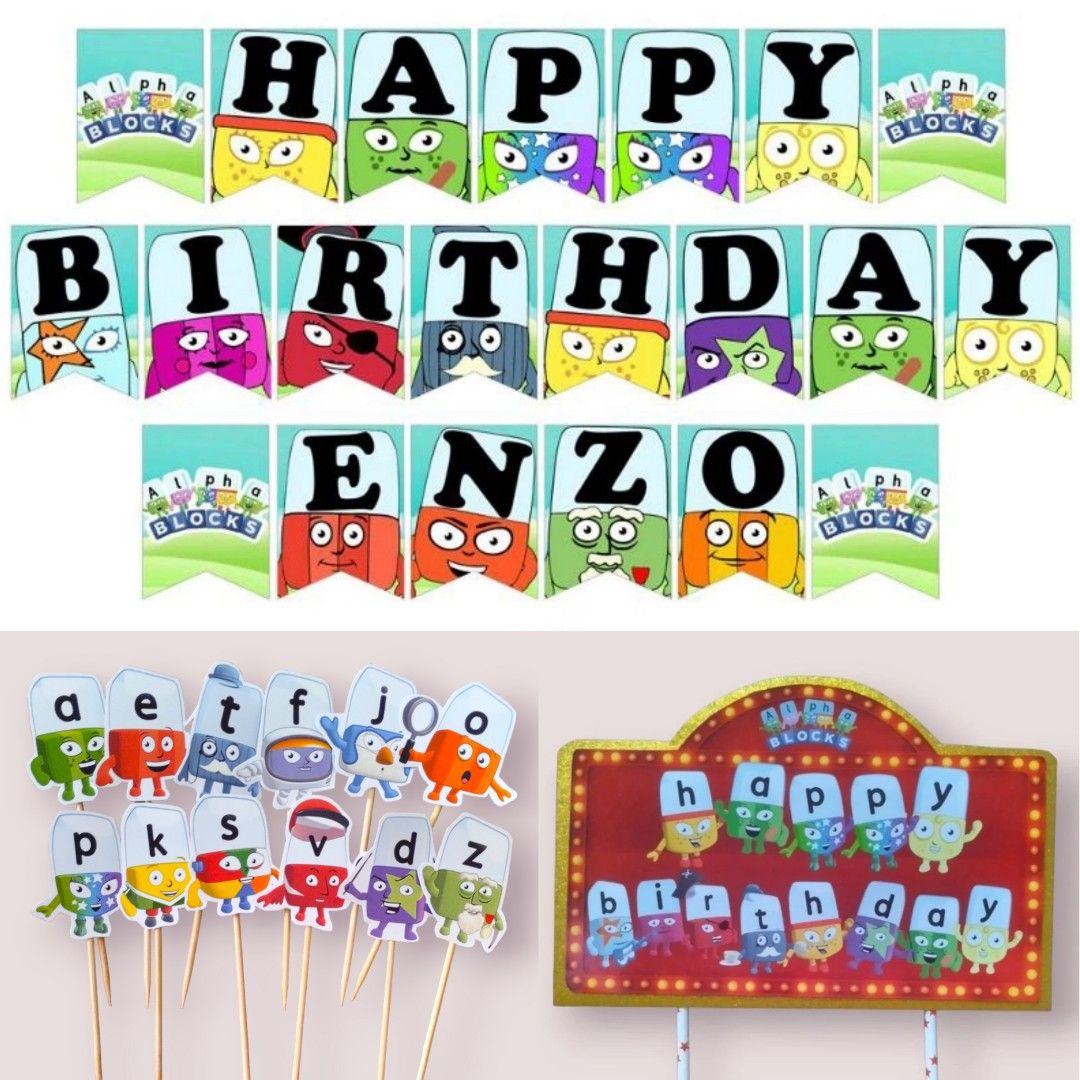 alphablocks cake toppers