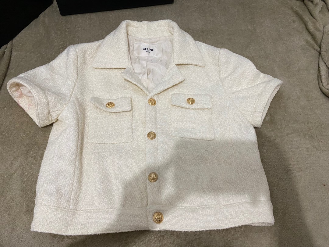 AUTHENTIC CELINE CROPPED CHELSEA JACKET IN TWEED CRAIE WITH CODE MADE ...