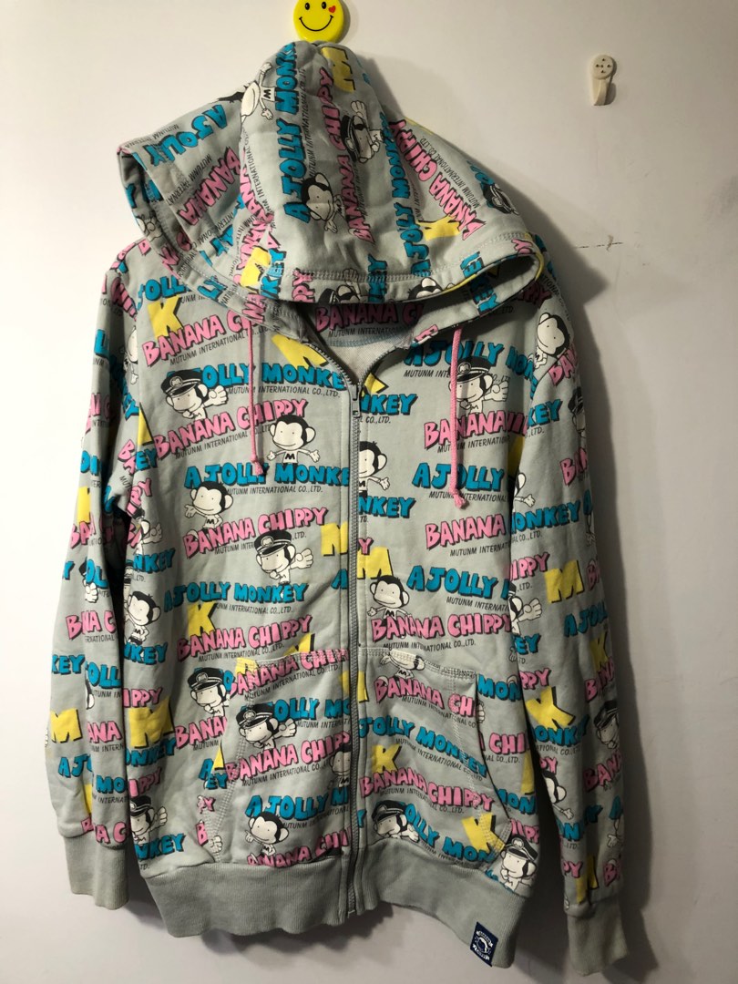 Banana Chippy A Jolly Monkey 連帽厚實材質夾克女XL男M, 她的時尚, 外套、夾克、大衣在旋轉拍賣