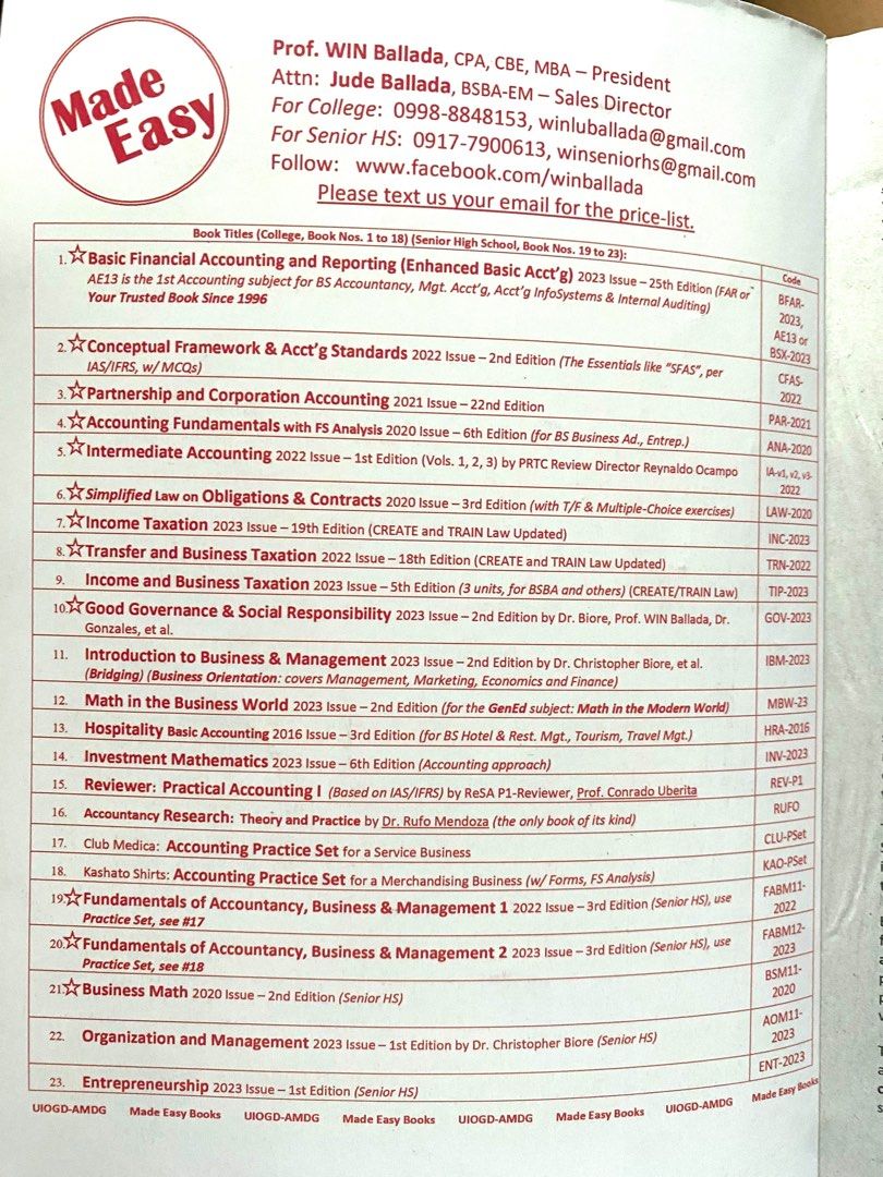 Basic Financial Accounting and Reporting (Made Easy) by Win Ballada ...