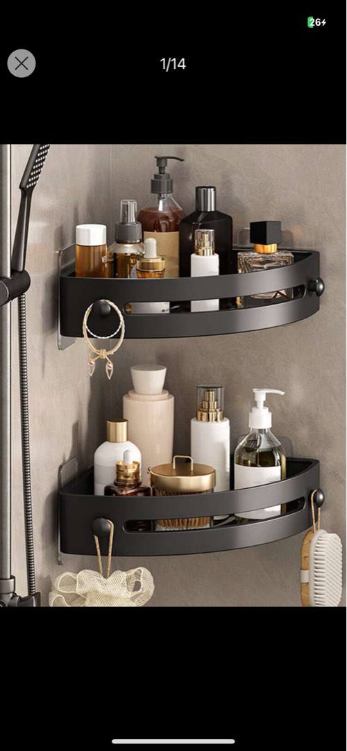 Bathroom triangle corner shelf organizer (wall nount no drilling ...