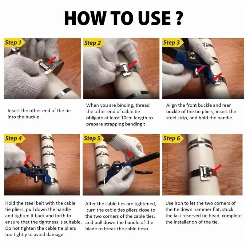 Cable Ties Tension Banding Strapping Tool Tensioning Cutting Fastening ...