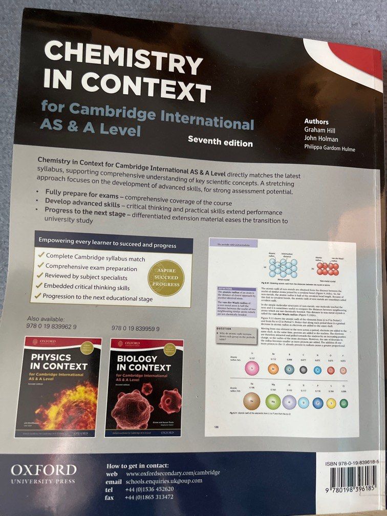 Chemistry in context Cambridge A levels, Hobbies & Toys, Books & Magazines, Textbooks on Carousell