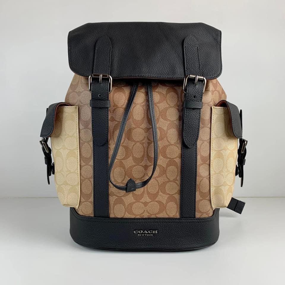 Coach Hudson Backpack in Blocked Signature, Men's Fashion, Bags ...