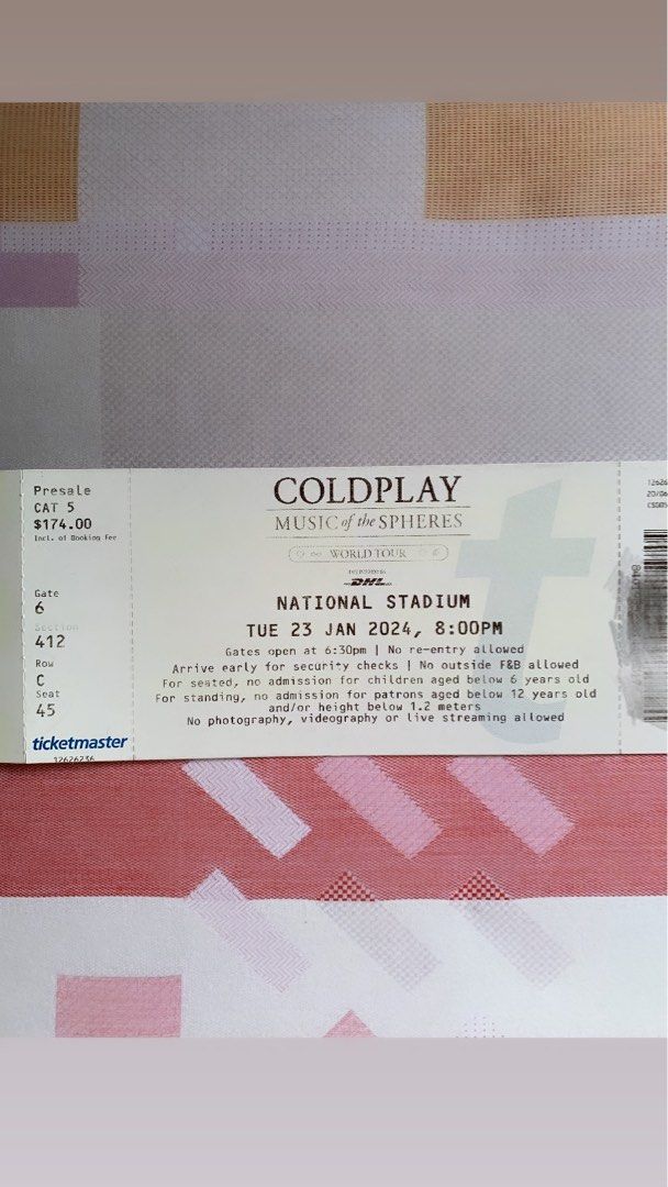 Coldplay Singapore 23 January 2024, Tickets & Vouchers, Event Tickets ...
