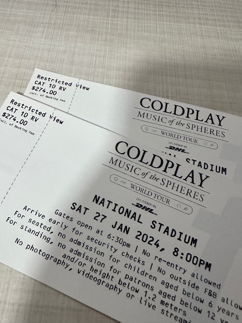 Coldplay Tickets 27 Jan 2024, Tickets & Vouchers, Event Tickets on ...