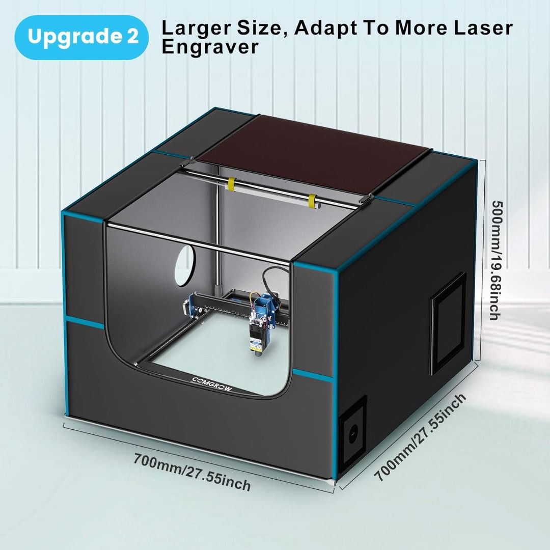 Comgrow Laser Engraver Enclosure with Exhaust Fan,Pipe,LED Light Laser ...