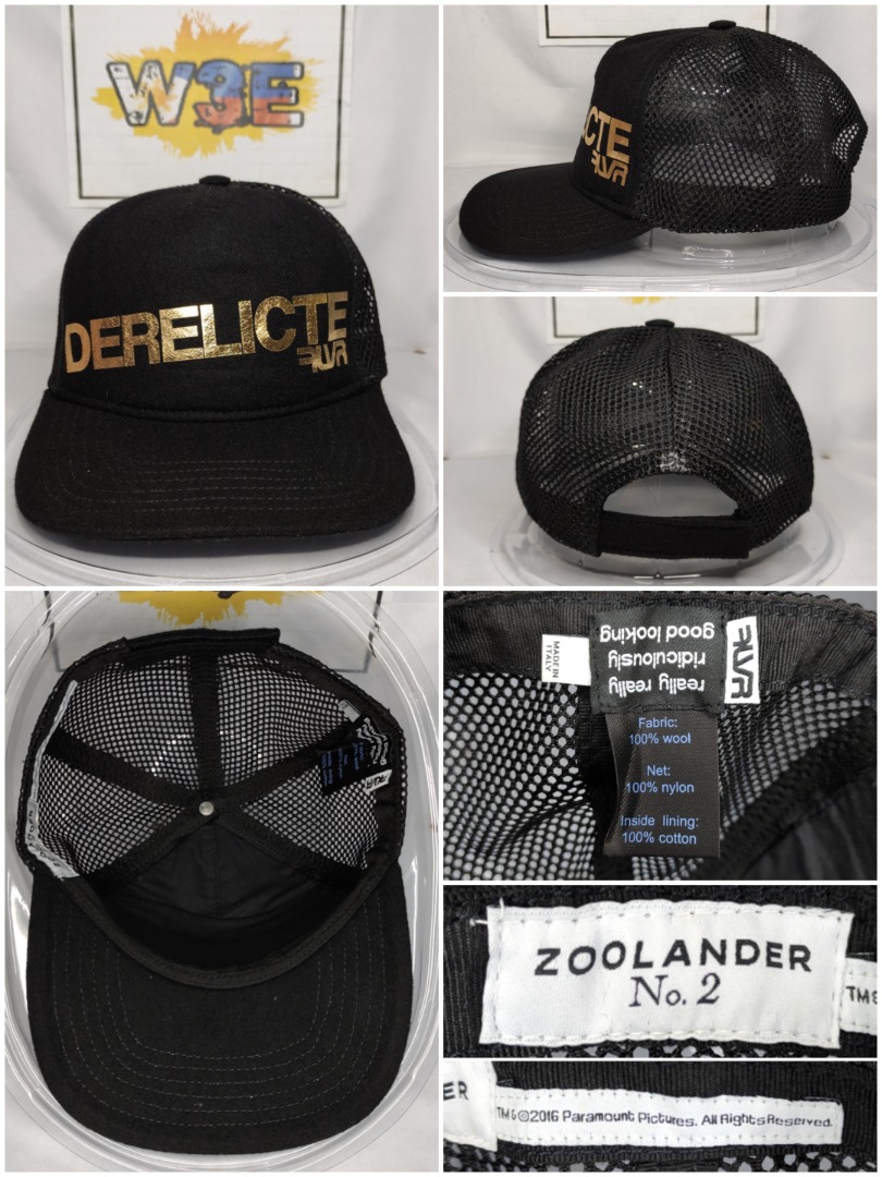 DERELICTE BLACK/GOLD TRUCKER CAP - LEGIT ZOOLANDER MOVIE MERCH., Men's ...