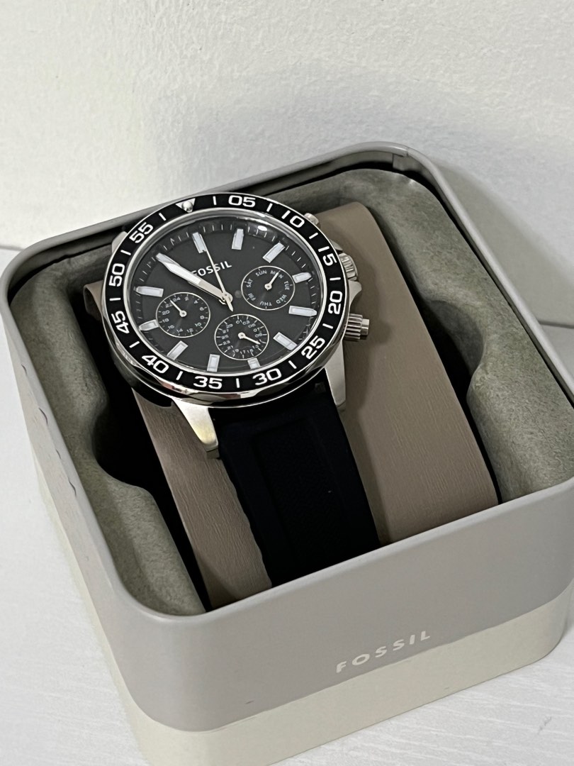 Fossil Bannon Multifunction Black Silicon Watch, Men's Fashion, Watches ...