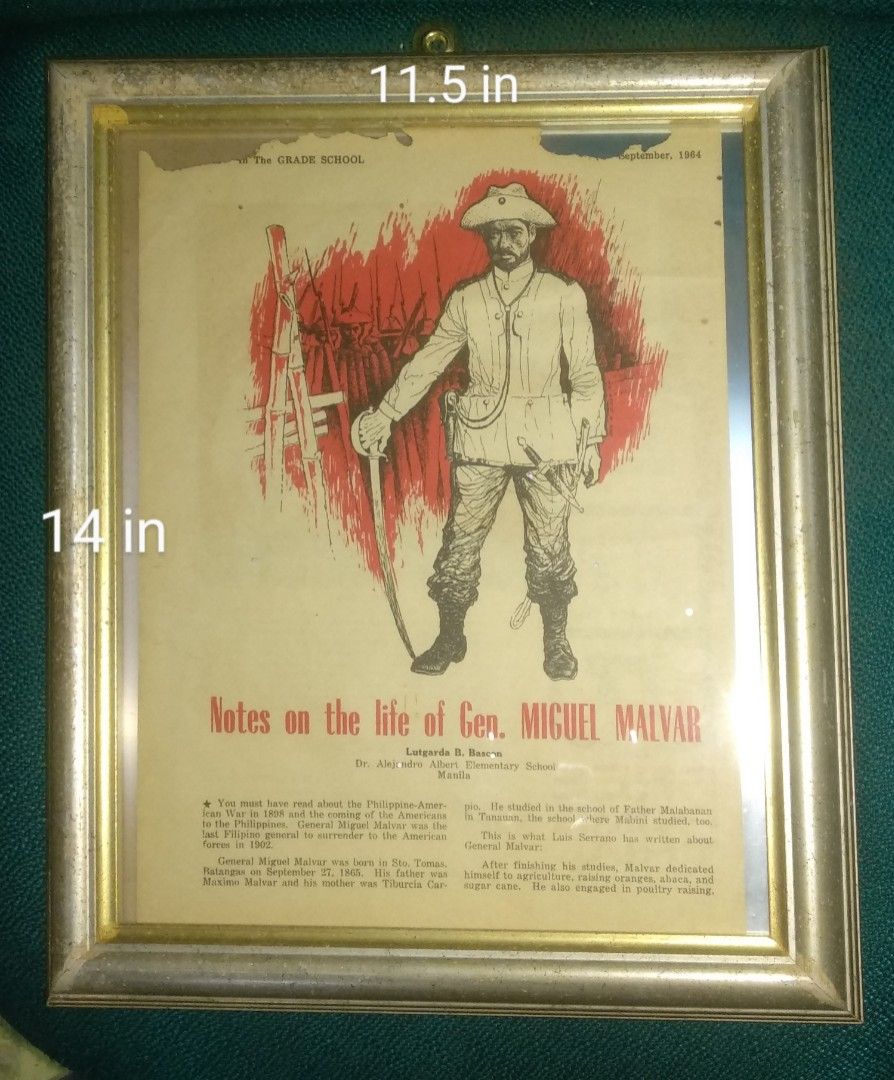 Gen. Miguel Malvar, Hobbies & Toys, Memorabilia & Collectibles, Vintage ...