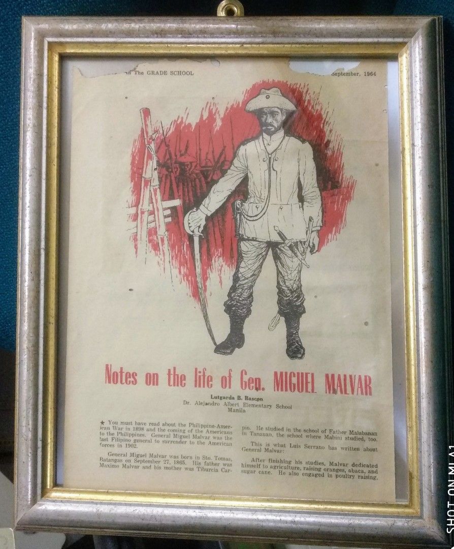 Gen. Miguel Malvar, Hobbies & Toys, Memorabilia & Collectibles, Vintage ...