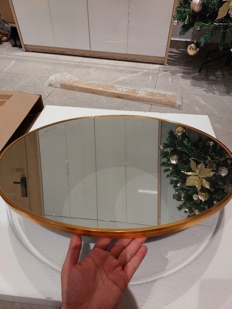 Gold circle mirror 70 cm by 70 cm, Furniture & Home Living, Home Decor ...