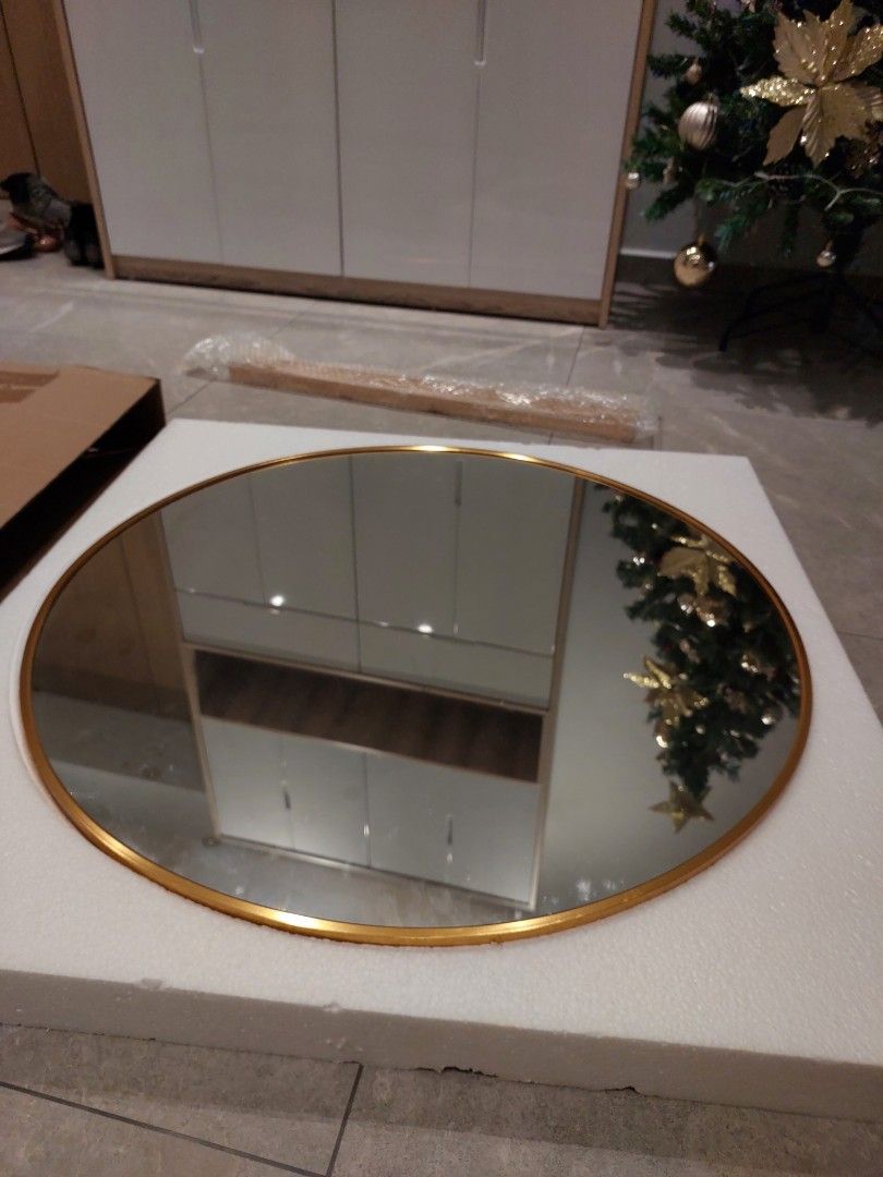 Gold circle mirror 70 cm by 70 cm, Furniture & Home Living, Home Decor ...