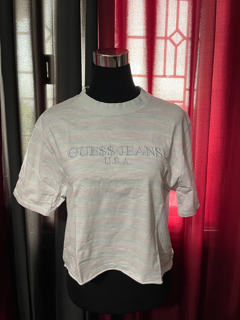 Guess Reworked Semi Crop Shirt, Women's Fashion, Tops, Shirts on Carousell