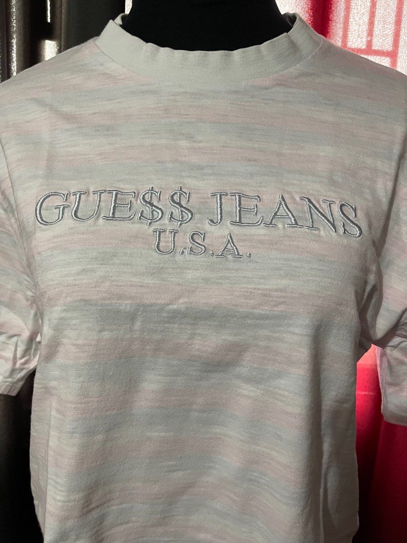 Guess Reworked Semi Crop Shirt, Women's Fashion, Tops, Shirts on Carousell