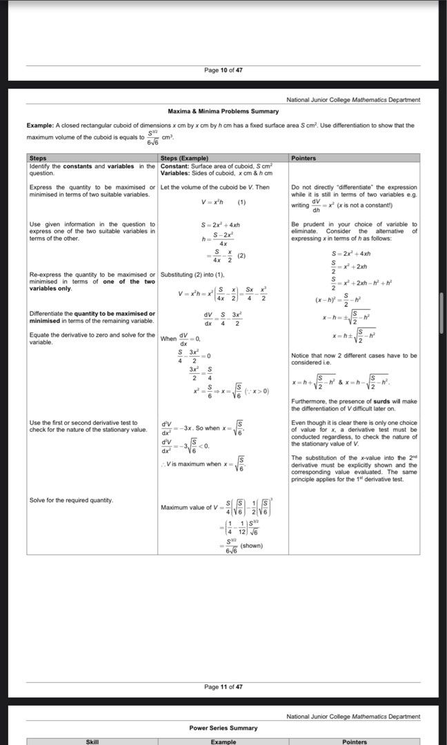 H2 Math Summary Notes, Hobbies & Toys, Books & Magazines, Assessment ...