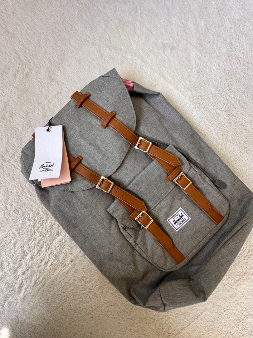 [Herschel] Gray Little America Mid Backpack, Men's Fashion, Bags ...