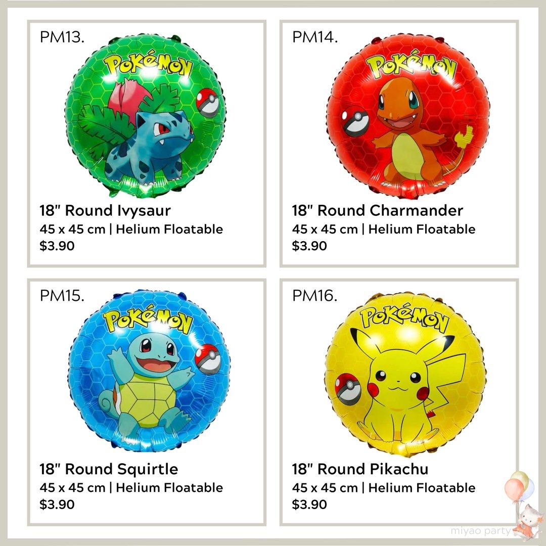 Pokemon Pikachu Ivysaur Charmander Squirtle Psyduck Pokeball Foil ...