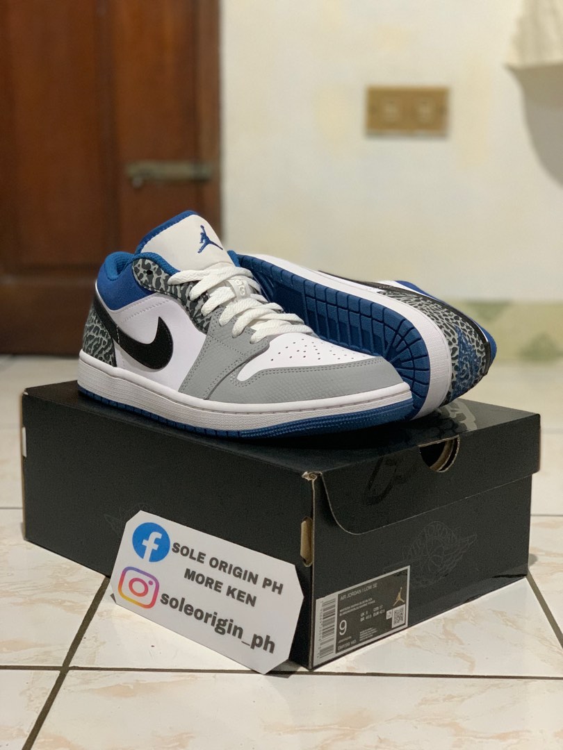 Jordan 1 Low "Cement True Blue", Men's Fashion, Footwear, Sneakers on ...