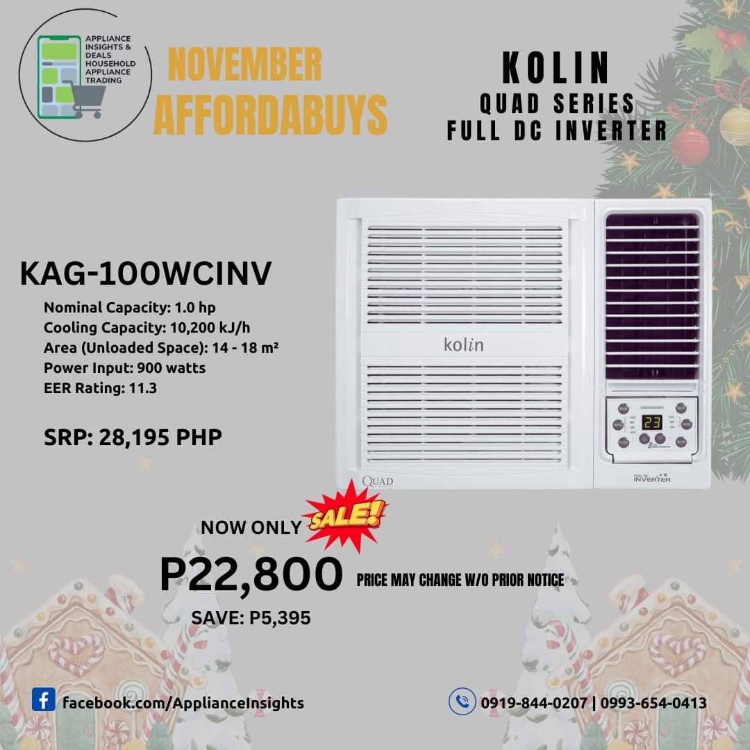 KOLIN QUAD SERIES FULL DC INVERTER Window Type, TV & Home Appliances ...