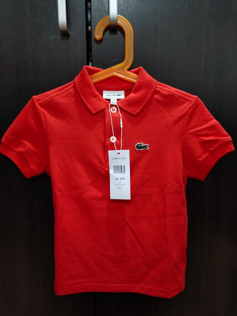 Lacoste Red Orange Polo, Babies & Kids, Babies & Kids Fashion on Carousell