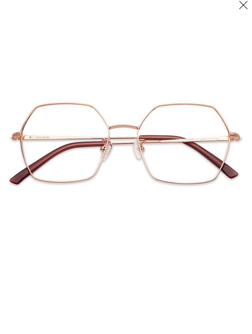 Lenskart John Jacobs Gold Full Rim Hexagonal Spectacle Frame, Women's ...