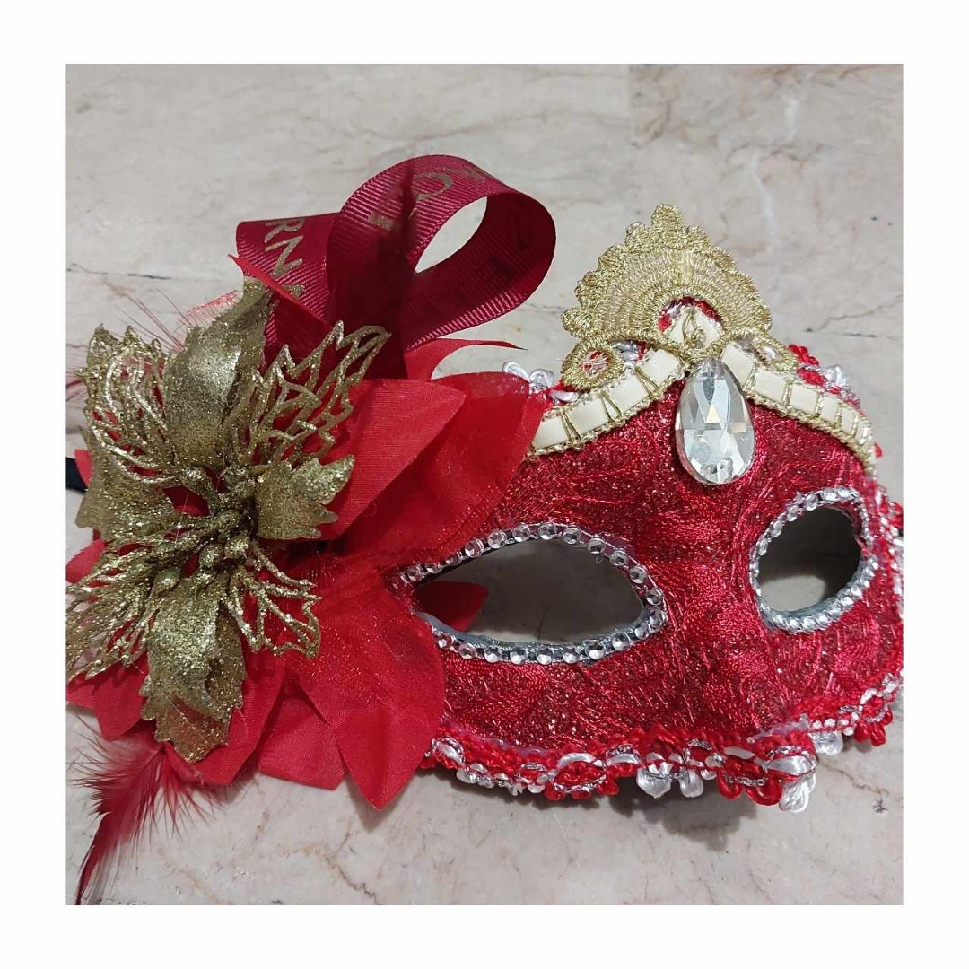 masquerade mask red mask party masks red and gold mask, Hobbies & Toys ...