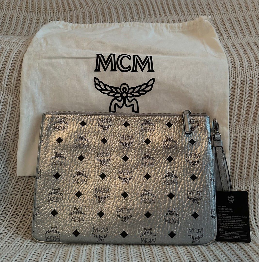 MCM Silver Clutch, Luxury, Bags & Wallets on Carousell
