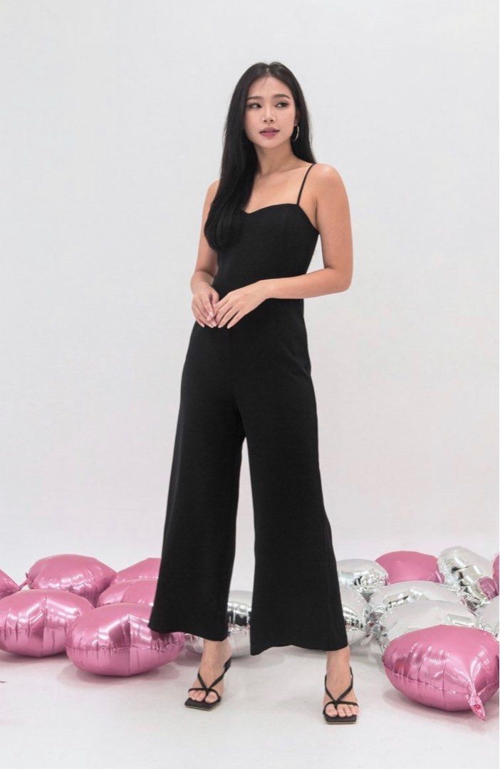 Mikayla Isla V2 Sweetheart Wide Leg Jumpsuit in Black, Women's Fashion ...