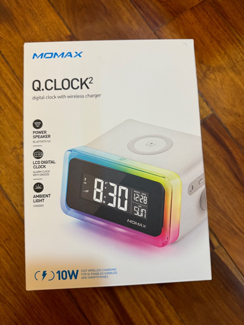 Momax Q.Clock 2 Digital with Wireless Charger and Bluetooth Speaker ...