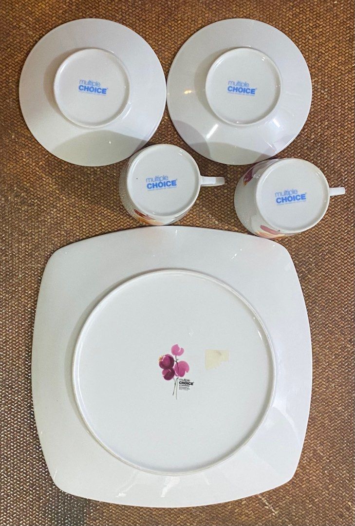 MULTIPLE CHOICE Cup and Saucer for 2 with 1 Dinner Plate, Furniture ...