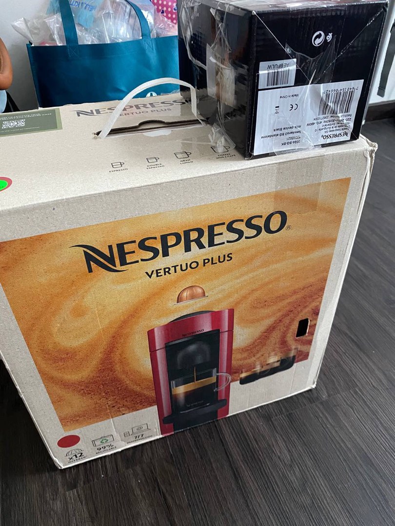 Nespresso vertuo plus in red with aeroccino 3, TV & Home Appliances ...
