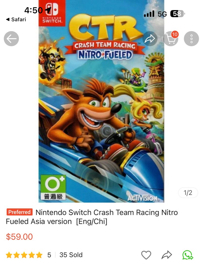 Nintendo CTR CRASH Team racing nitro fueled, Video Gaming, Video Games ...