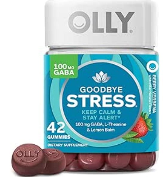 OLLY Goodbye Stress Gummy Chewable Supplement, Berry Verbina, 42 Count ...