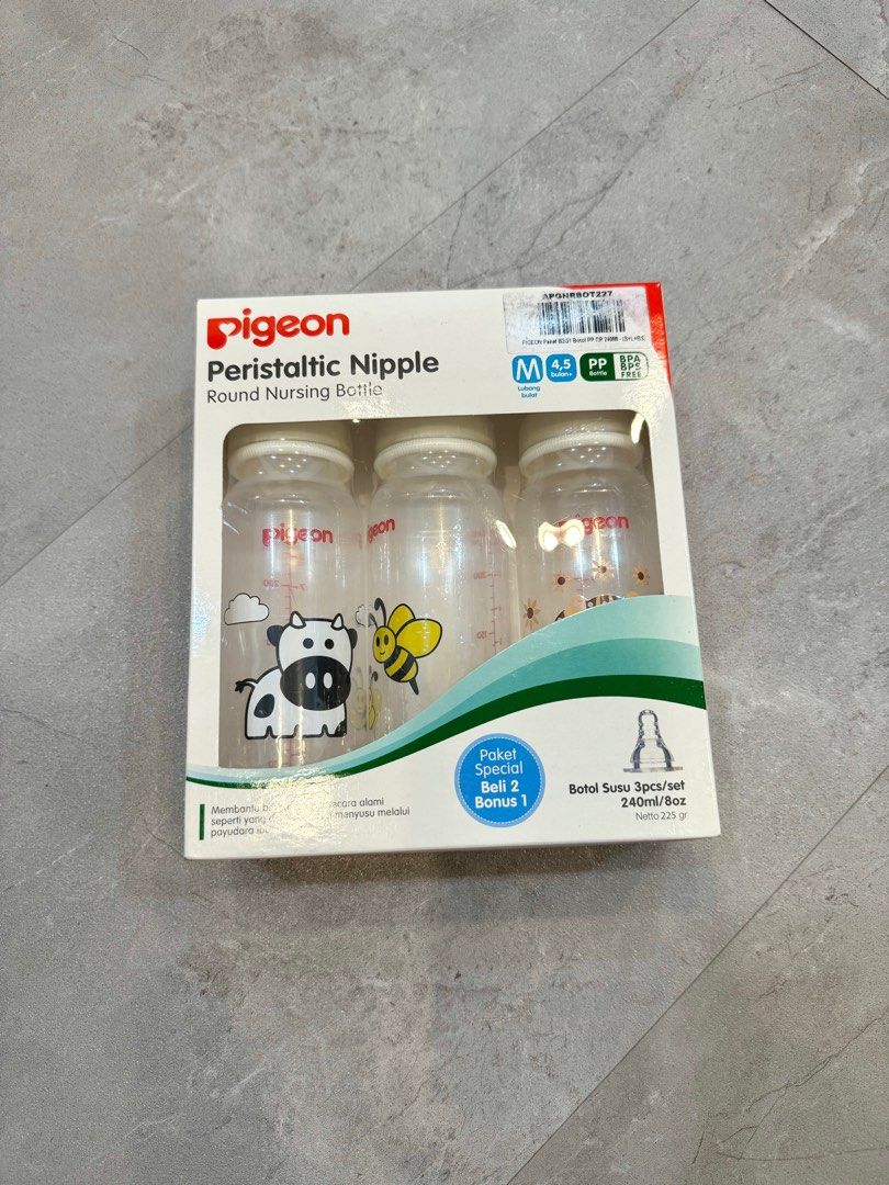 Pigeon botol dot 240 ml slim nipple peristaltic gambar binatang zoo ...