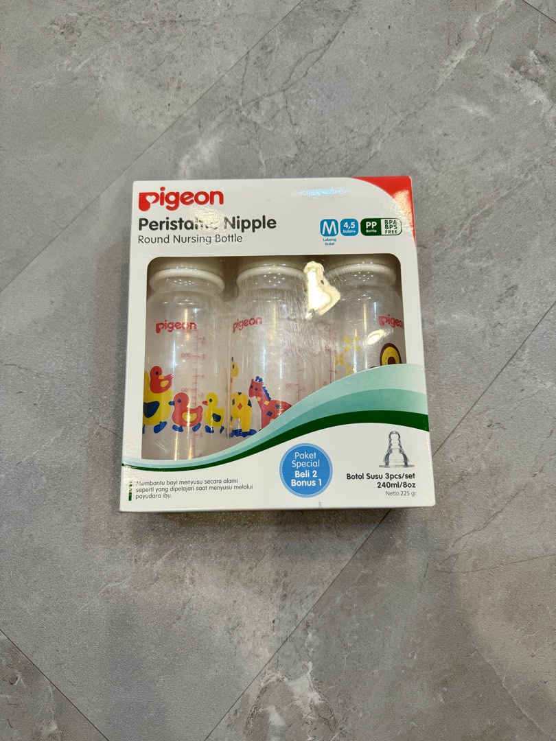 Pigeon botol dot 240 ml slim nipple peristaltic gambar binatang zoo ...