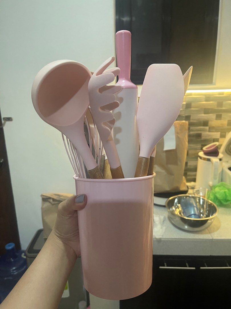 Pink kitchen utensils set, Furniture & Home Living, Kitchenware ...