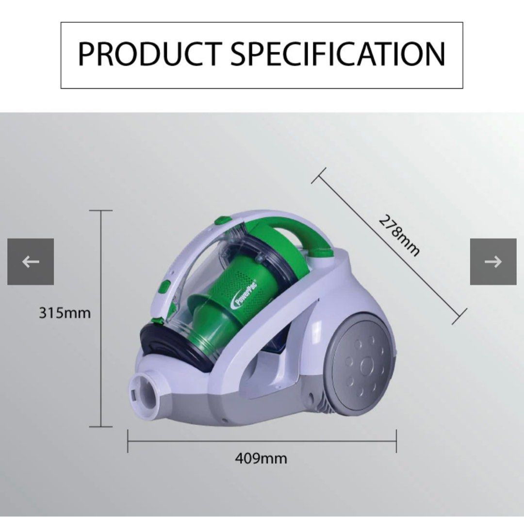 PowerPac Bagless Vacuum, Cyclone Vacuum with HEPA Filter 2000 Watts ...