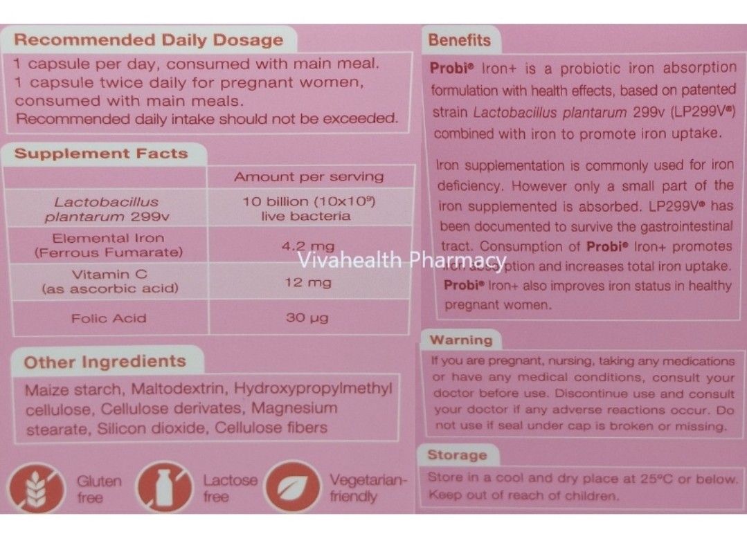 Probi Iron+, Health & Nutrition, Health Supplements, Vitamins ...