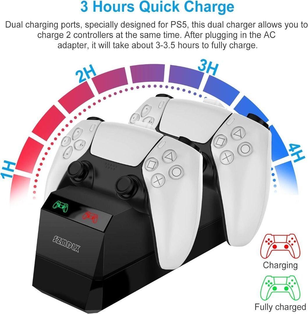 PS5 Controller Charger Docking Station made for PlayStation 5 Console DualSense PS5 Controllers ...
