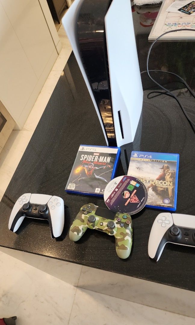 Ps5 disc edition, 2 controllers, 4 games, Video Gaming, Video Game ...