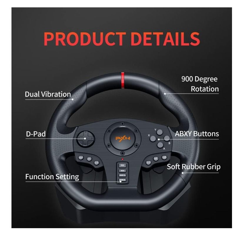 PXN V900 PC Racing Wheel, Universal Usb Car Sim 270/900 degree Race Steering Wheel with Pedals ...